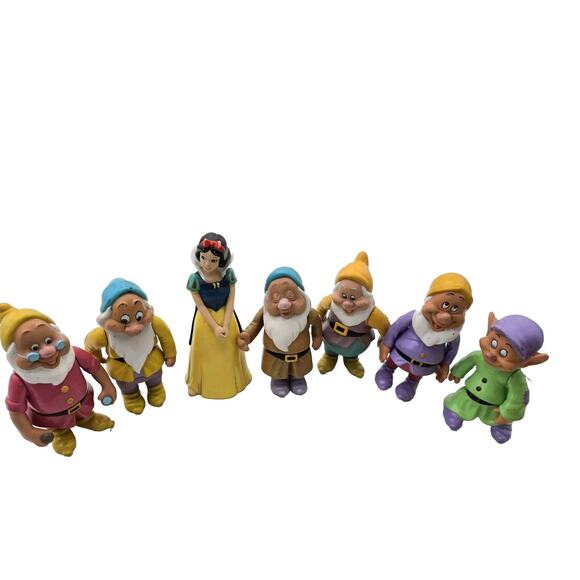 Mattel | Toys | Lot Of 7 Vintage Disney Snow White Six Dwarfs 6 Vinyl ...